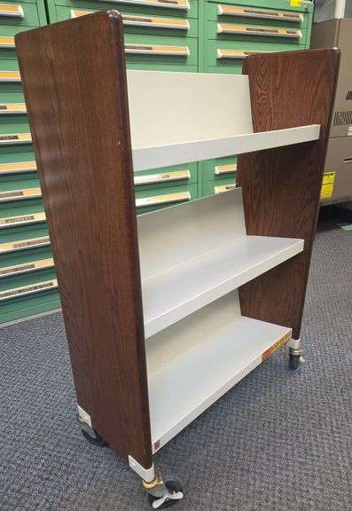 Three Shelf Mobile Library Book Cart - Kraft Auction Service, LLC