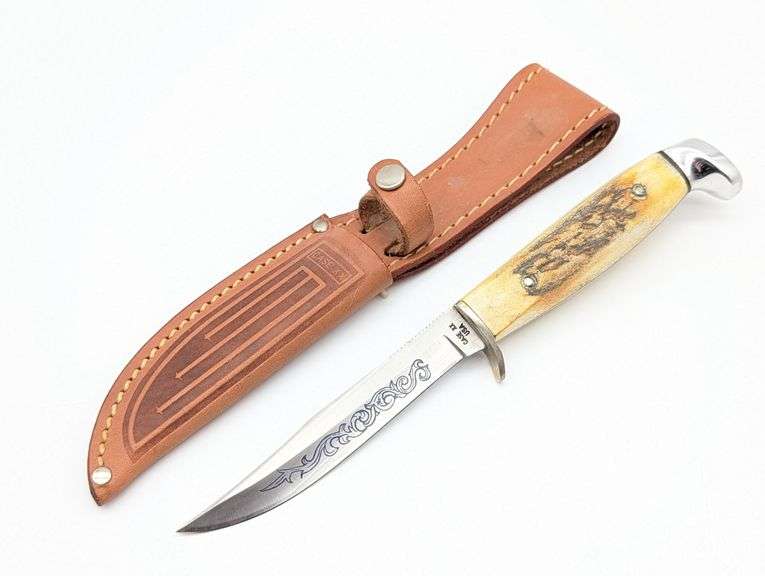 1977 Case XX Blue Scroll Stag 5FINN Fixed Blade w/ Sheath - Kraft ...