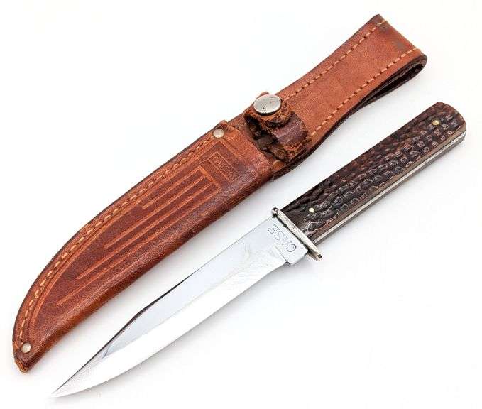 1940-65 Case XX Green Bone Slab Side Fixed Blade w/ Sheath - Kraft ...