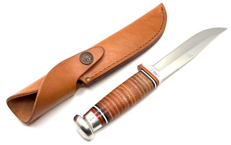 Case XX 365-5 SS Fixed Blade Stacked Leather Hunting Knife - Kraft ...