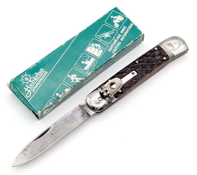Rich Herder Hubertus Solingen Springer Lever Lock Switchblade w/ Box ...