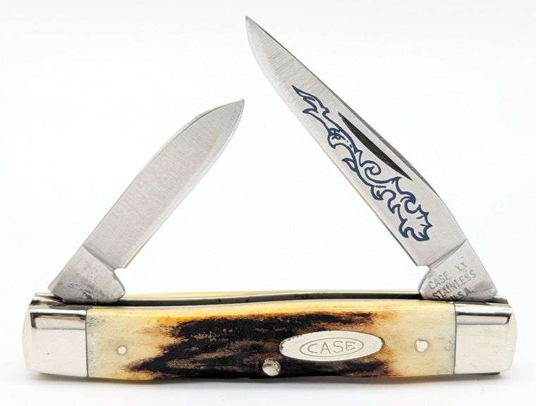 1977 Case XX Blue Scroll Stag Small Pen Knife 52033 - Kraft Auction ...