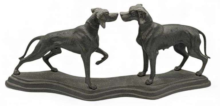 Bronze Hound Dogs French Animalier Sculpture - Kraft Auction Service, LLC