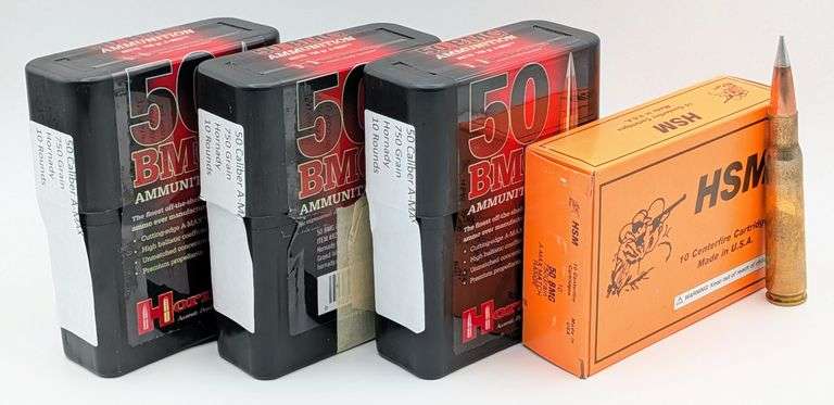 39 Rnds of Hornady and HSM 50 BMG 750gr A-Max - Kraft Auction Service, LLC