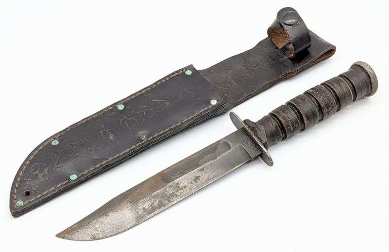 Vietnam War U.S. Camillus Ka-Bar Fighting Knife w/ Sheath - Kraft ...