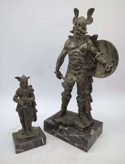 (D) Viking Statues on Stone - Kraft Auction Service, LLC