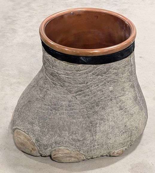 Copper Lined Elephants Foot Bin Taxidermy - Kraft Auction Service, LLC