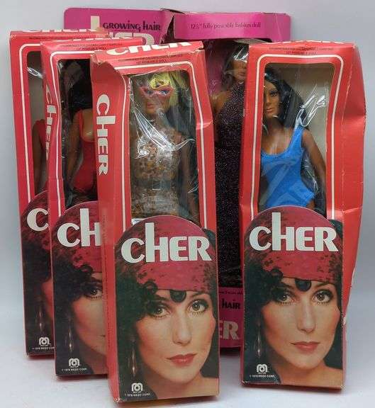 (F) Cher Dolls by Mego. Approx 12.25 inch Poseable. All in Packages. (Some Box Damage). - Kraft ...