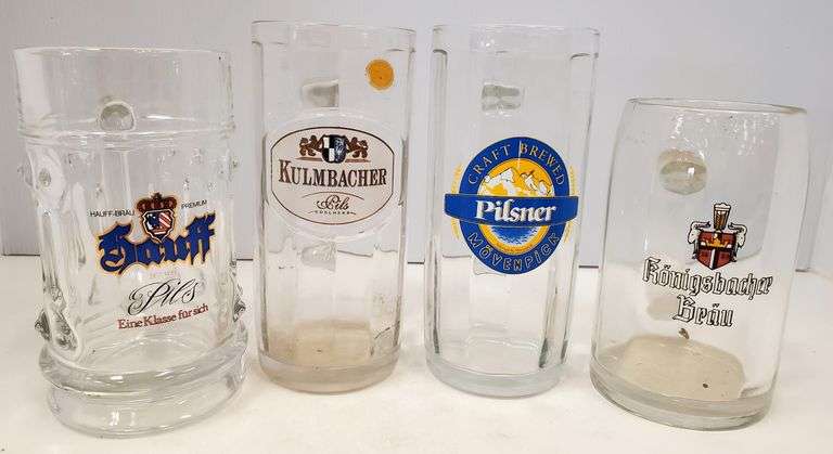 German 1/2 Liter Glass Beer Steins - Kraft Auction Service, LLC