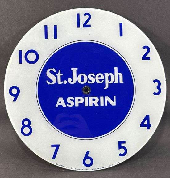 Original Vintage St. Joseph Aspirin Glass PAM Clock Face - Kraft ...