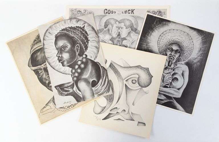 (5) Eddie Harris Outsider Artist Prints - Kraft Auction Service, LLC