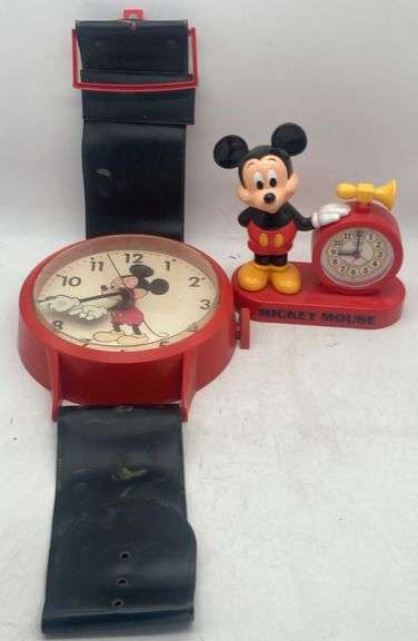 (F) 2 Disney Mickey Mouse Clocks 1 Alarm Clock & the Other a Wall Clock ...