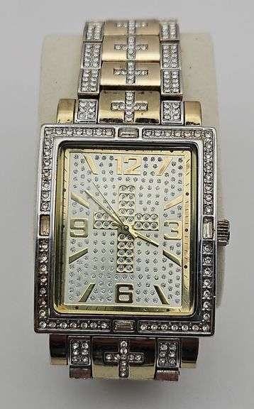Techno Pave Cross Watch In Gold & Silver Accents. - Kraft Auction ...