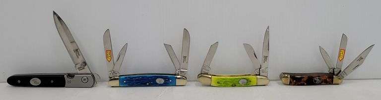 (N) Four Stainless Steel Steel Warrior Pocket Knives By Frost Cutlery ...