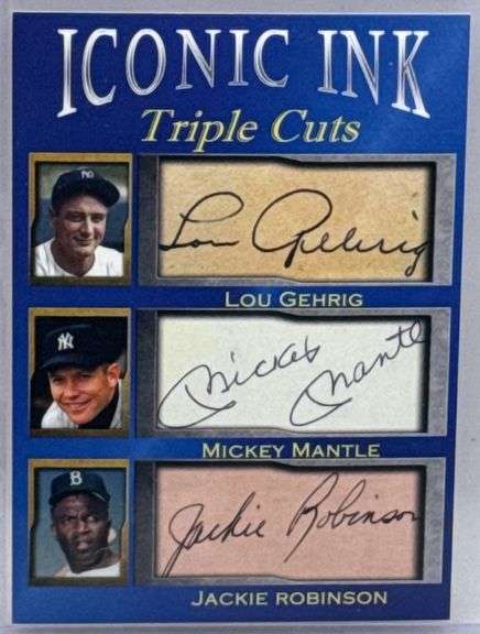 Gehrig, Mantle, Robinson Autograph Iconic Ink Memorabilia Piece ...