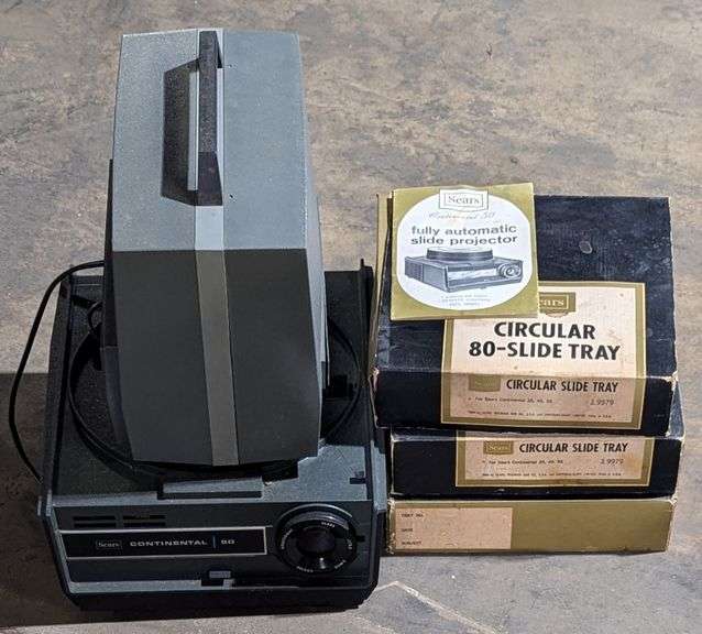 (F) Anscovision 388 reel projector, Sears Continental 50 slide ...