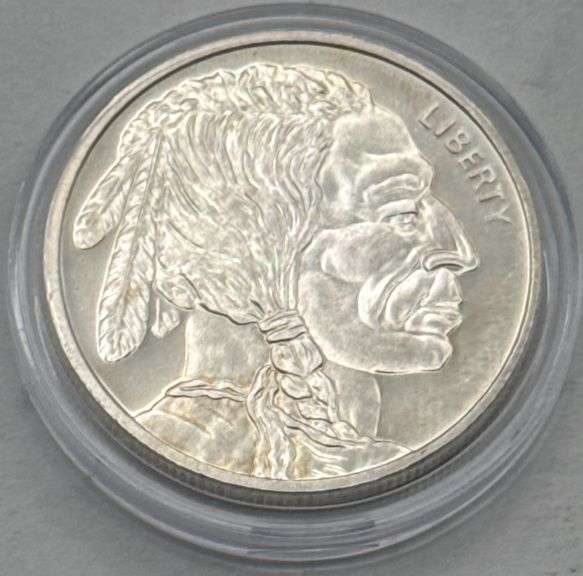(KK) 1 OZ Silver Round Buffalo Indian Coin - Kraft Auction Service, LLC