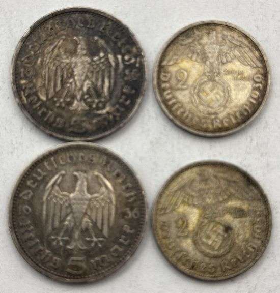 4 Silver Germany 5 Reichsmark & 2 Reichsmark Coins - Kraft Auction ...