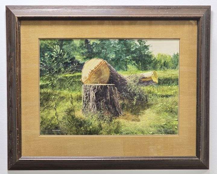 Robert W. Addison Cut Down Tree Watercolor - Kraft Auction Service, LLC