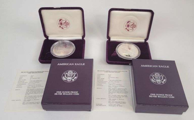 1988-S & 1989-S American Silver Eagle Proof Coins - Kraft Auction ...