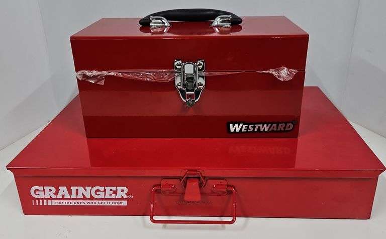 (ZZ) Westward Mini Tool Box & Red Grainger Bolt Bin. - Kraft Auction ...