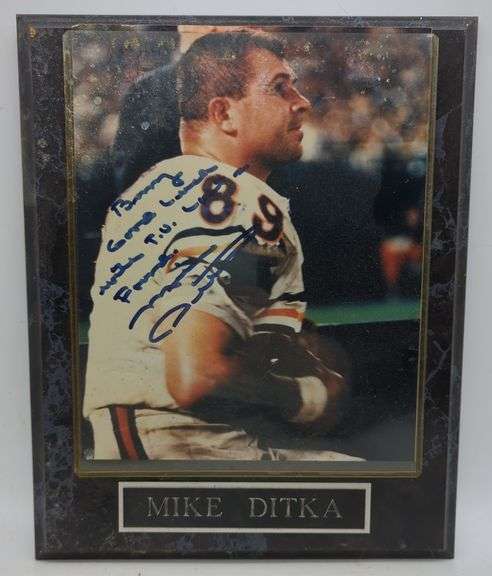 (D) Mike Ditka autographed. (Not authenticated). Approx frame 13" x 10 ...