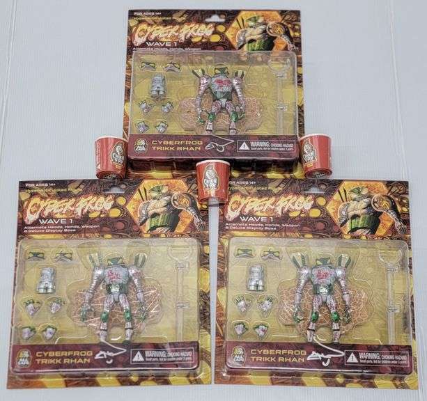 (V) 3 Signed All Caps CyberFrog Figures With ChikNFry Buckets. - Kraft ...
