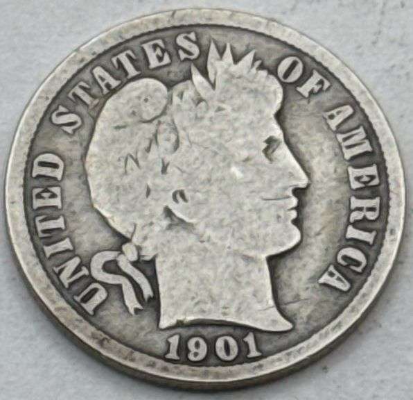 Silver 1901 Barber Dime Coin - Kraft Auction Service, LLC