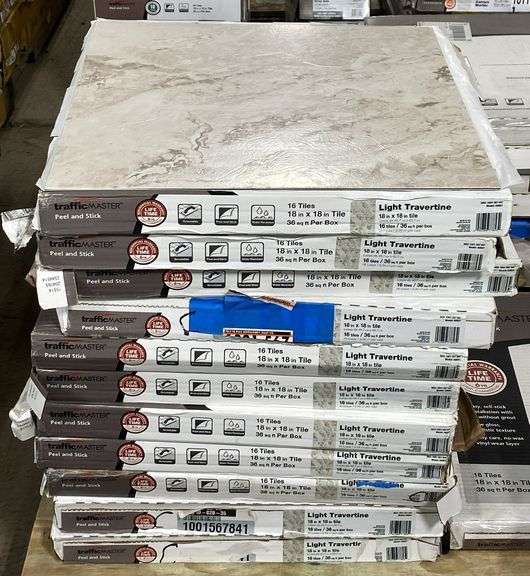 (CW) TrafficMaster LIGHT TRAVERTINE Peel & Stick Vinyl Tile Flooring ...