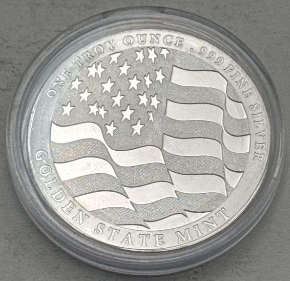 (KK) 1 OZ Silver Round US Flag Coin - Kraft Auction Service, LLC