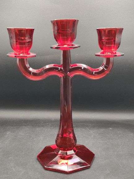 (AC) Waterford Marquis Red Crystal 3 Arm Candelabra - Kraft Auction ...