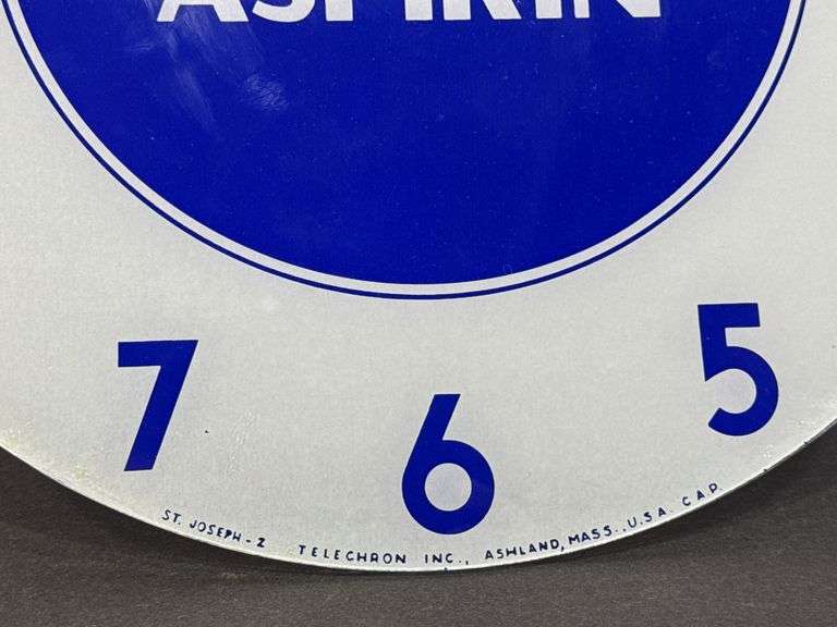 Original Vintage St. Joseph Aspirin Glass PAM Clock Face - Kraft ...