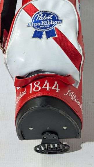 (F) Pabst Blue Ribbon leather golf bag. 36" tall. - Kraft Auction ...
