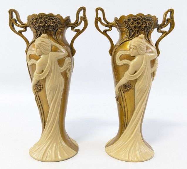 Pair Of Salon Michele Art Nouveau Vases - Kraft Auction Service, LLC