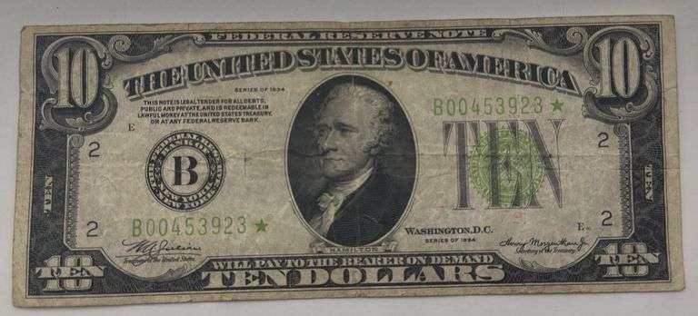 1934 Star $10 Ten Hamilton Bill - Kraft Auction Service, LLC
