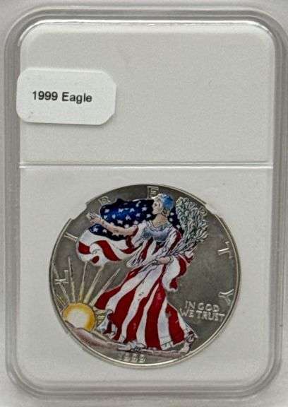 (KK) 1999 Painted Silver Eagle One Dollar Coin - Kraft Auction Service, LLC