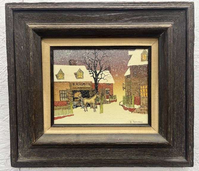 (Y) Painting Of Winter Town Scene By H. Hargrove - Kraft Auction ...