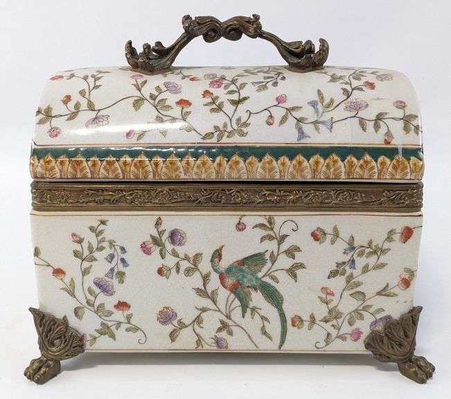 Vintage Wong Lee Bronze Mounted Crackle Glaze Box - Kraft Auction ...