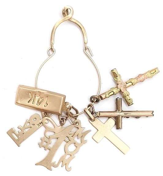 (F) 14K Yellow Gold Loop Pendant & Charms - Kraft Auction Service, LLC