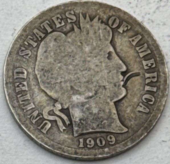 Silver 1909 o Barber Dime Coin - Kraft Auction Service, LLC