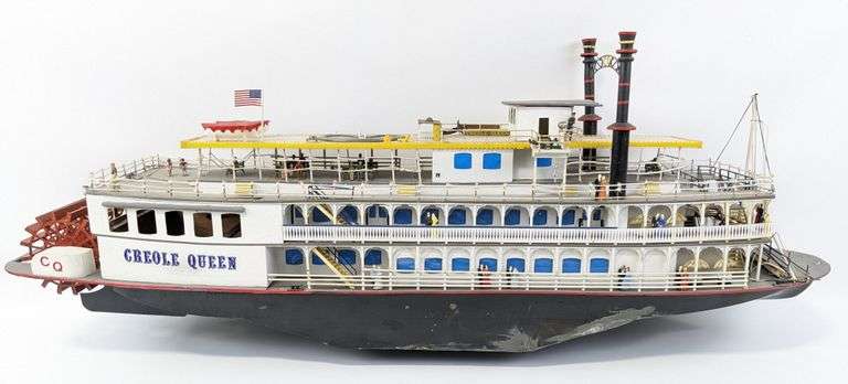 Large Hand-Crafted Creole Queen River Boat Model - Kraft Auction ...