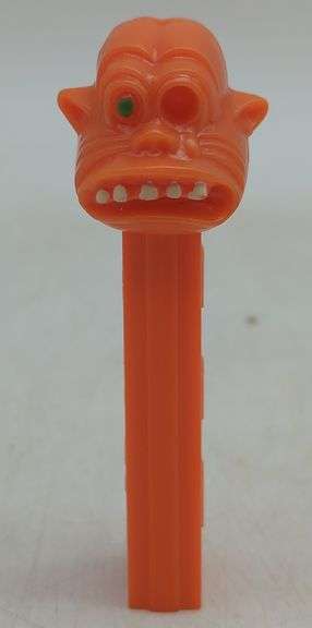 (S) Vtg One Eyed Monster PEZ Dispenser. Orange Stem No Feet 4 inch USA ...