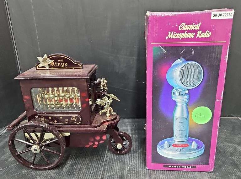 Carriage Style Music Box & Classical Microphone Radio Battery Operated ...
