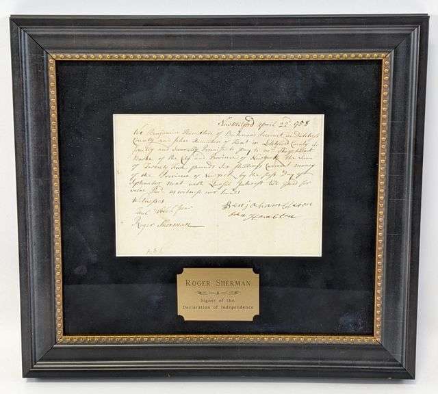 Roger Sherman U.S. Founding Father Signed Document - Kraft Auction ...