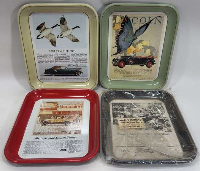 Lot Of 4 Vintage Ford Metal Advertising Trays - Kraft Auction Service, LLC