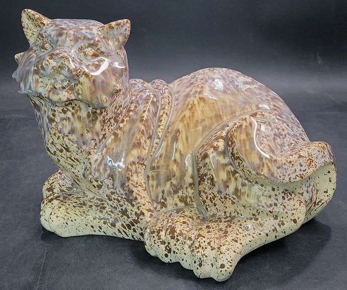 (P) Ceramic Bisque Cat Statue With Speckled Brown Drip Glaze - Kraft ...