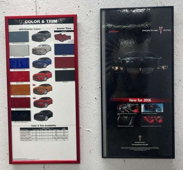 (G) Pontiac GTO Color Swatches And Advertising Signs - Kraft Auction ...
