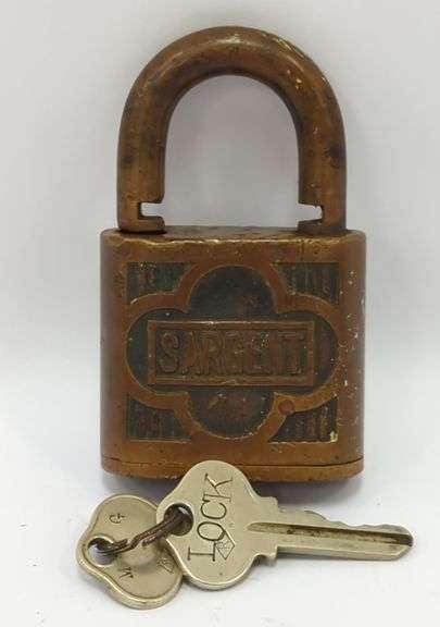 Vtg SARGENT Padlock w/ 2 Keys - Kraft Auction Service, LLC