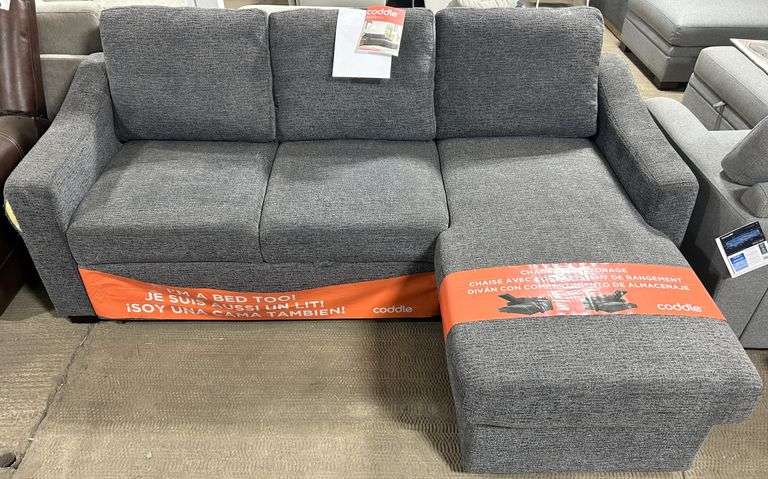 Coddle Aria Fabric Sleeper Sofa w/ Reversible Chaise & Storage - Kraft ...