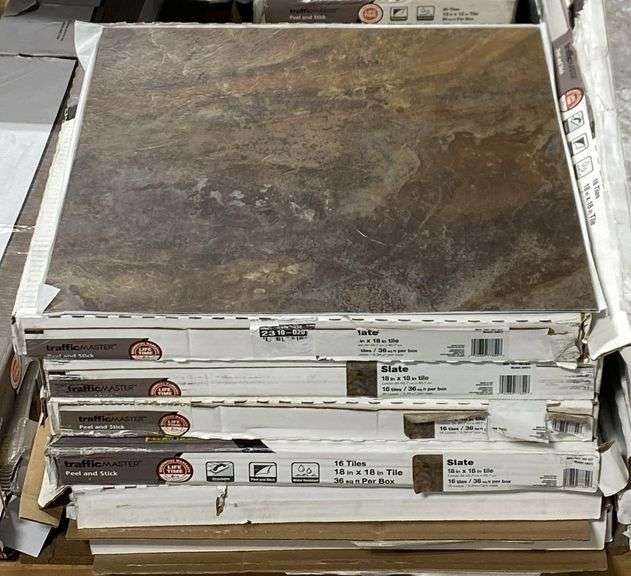 (CW) TrafficMaster SLATE Groutable Peel & Stick Vinyl Tile Flooring ...